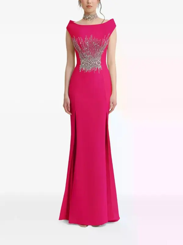 GEMY MAALOUF Embellished Maxi Dress With Bateau Collar