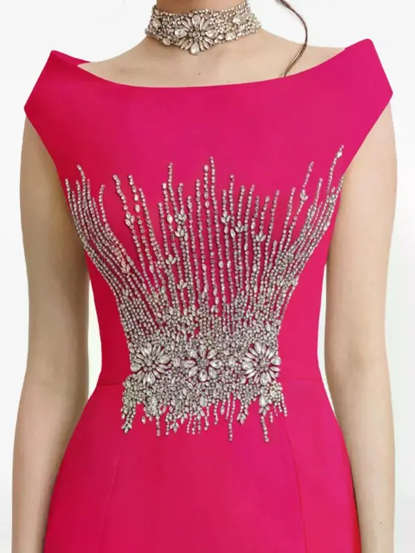 GEMY MAALOUF Embellished Maxi Dress With Bateau Collar