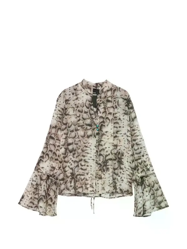 Pinko Blouse With Snake Print And Jewel Buttons - Neutrals