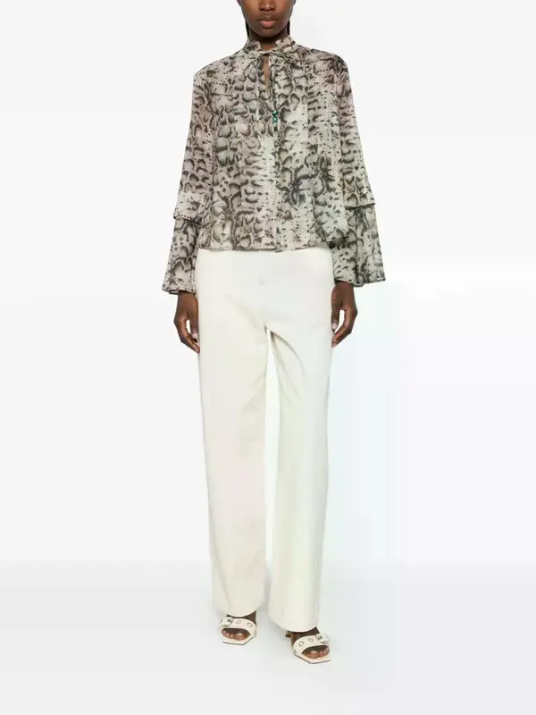 Pinko Blouse With Snake Print And Jewel Buttons - Neutrals