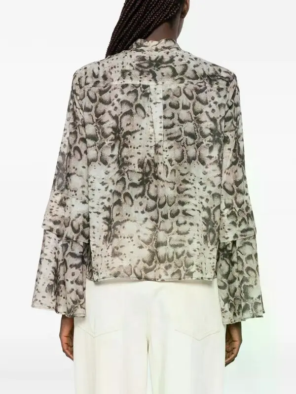 Pinko Blouse With Snake Print And Jewel Buttons - Neutrals