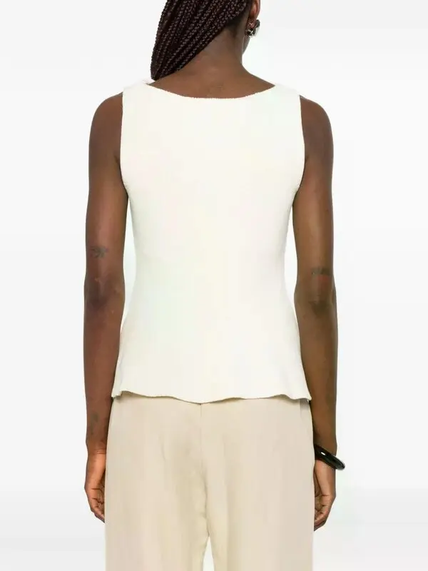 RÓHE Ribbed Knit Peplum Top - Neutrals