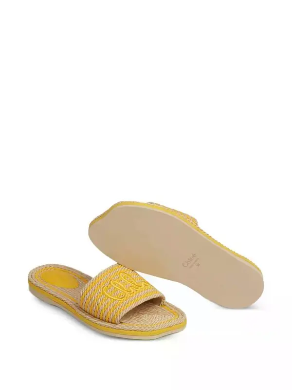 Chloé Logo-embroidered Rope Trim Sandals - Neutrals