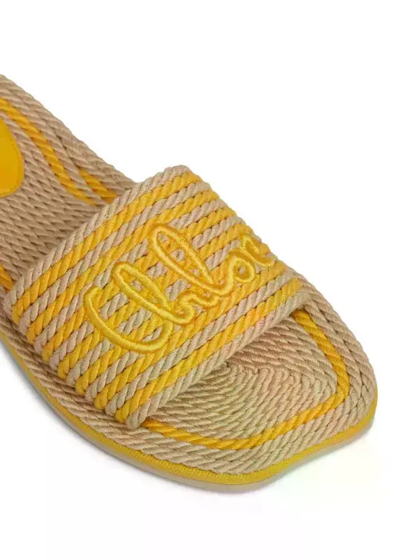 Chloé Logo-embroidered Rope Trim Sandals - Neutrals