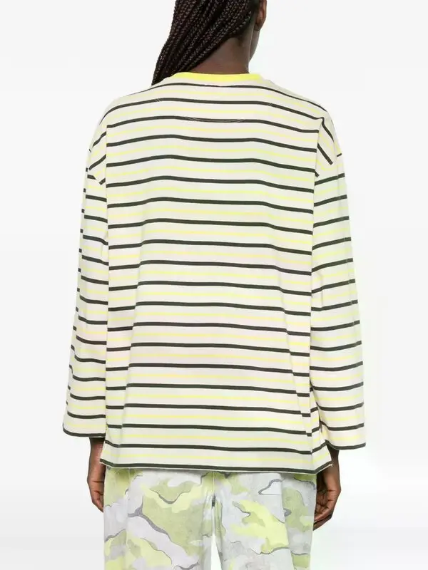 Pinko Striped Cotton Sweater With Embroidered Logo