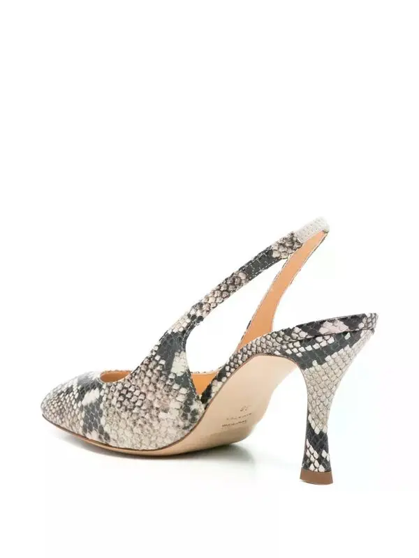 CHANTAL Snakeskin-effect Peep-toe Slingback Sandals - Neutrals