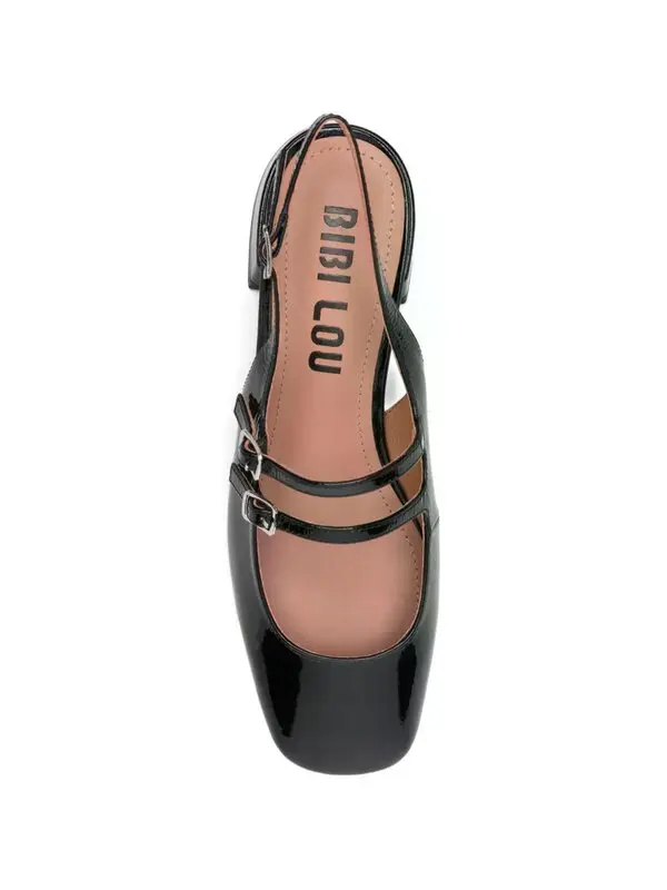 BIBI LOU Patent Slingback Pumps With Buckle Detailing - Black