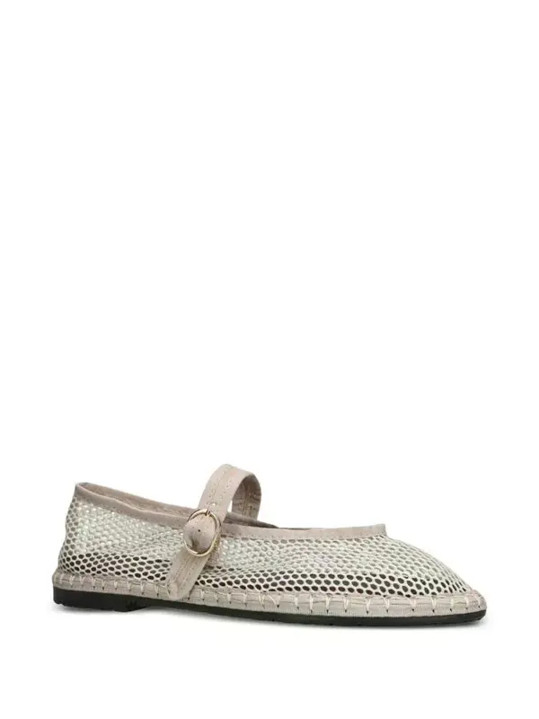 FLABELUS Isabella Ballet Flats With Buckle Strap - Neutrals