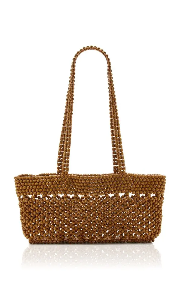 CORDERA Wood-beaded Mini Bag - Brown