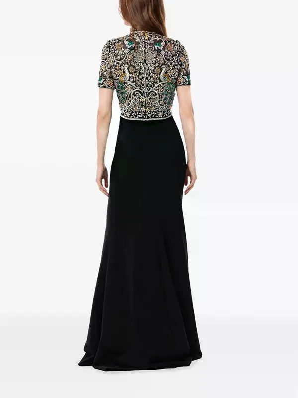 DINA MELWANI Crystal Embellished Top And Maxi Skirt Set - Black