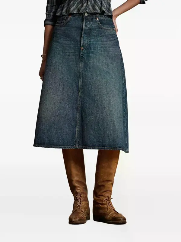 Ralph Lauren Denim A-line Midi Skirt