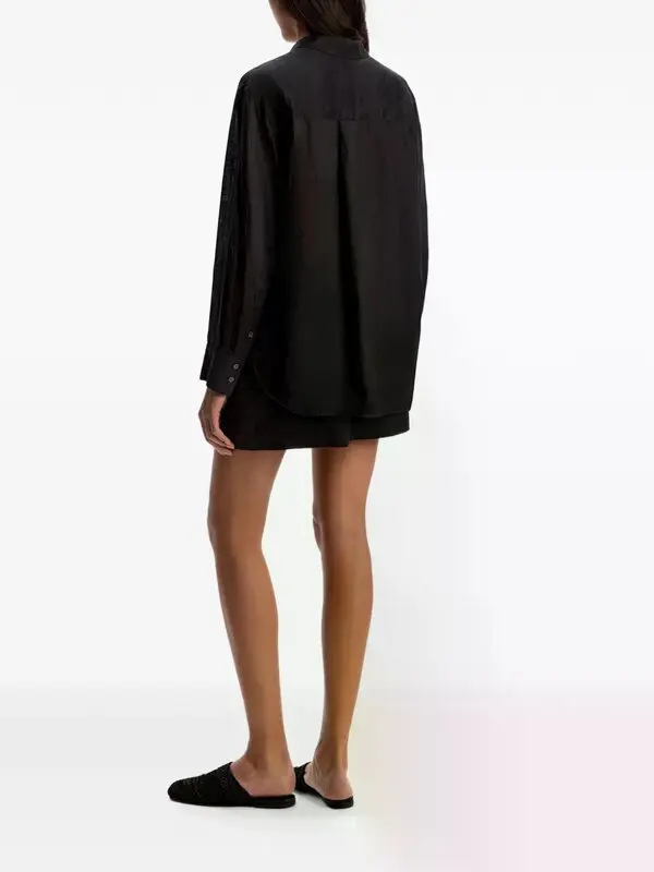 12 STOREEZ Drawstring Ramie Shorts - Black