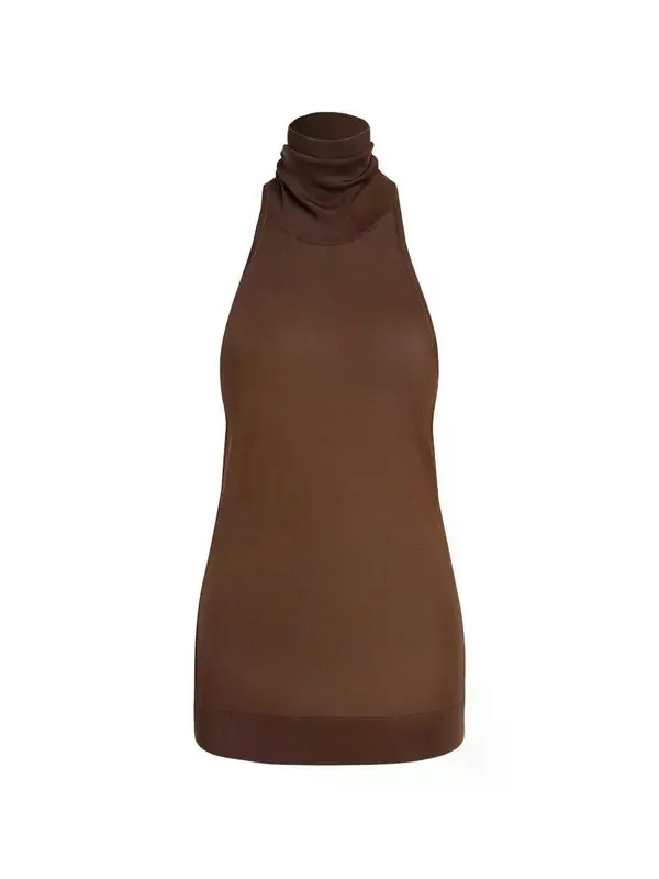 12 STOREEZ Saori Silk Halter Neck Top - Brown