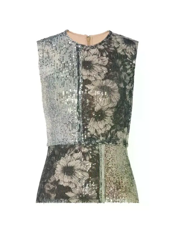 MAISON MARGIELA Sequin Floral-print Sleeveless Top - Grey