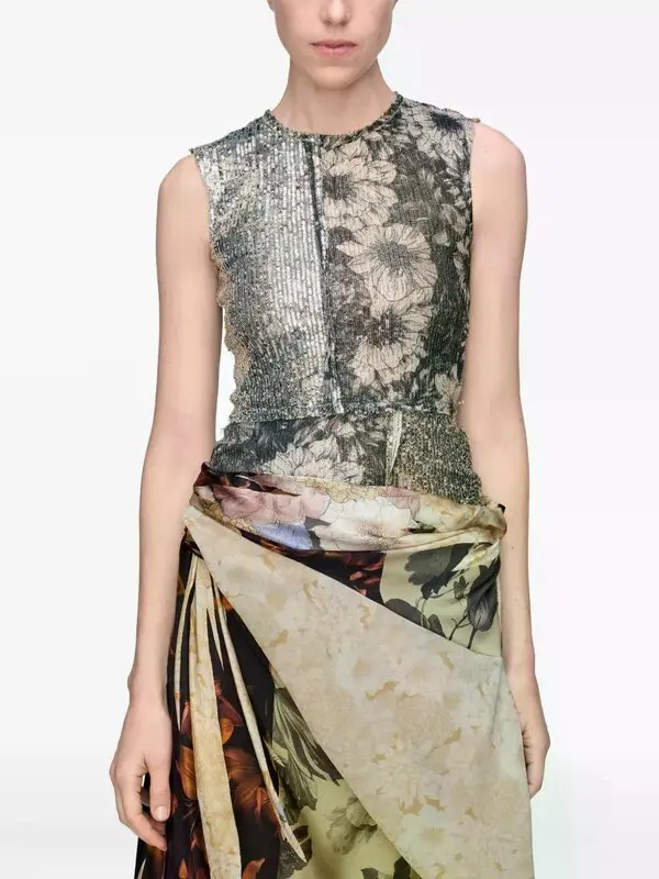 MAISON MARGIELA Sequin Floral-print Sleeveless Top - Grey