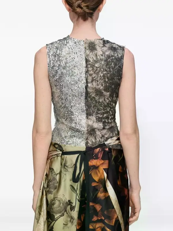 MAISON MARGIELA Sequin Floral-print Sleeveless Top - Grey