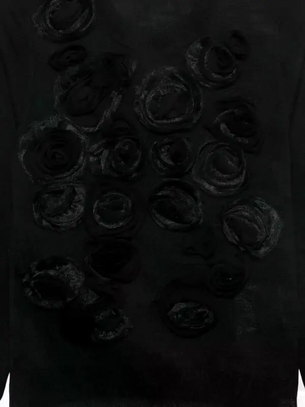Comme Des Garçons Wool Floral Appliqué Sweater
