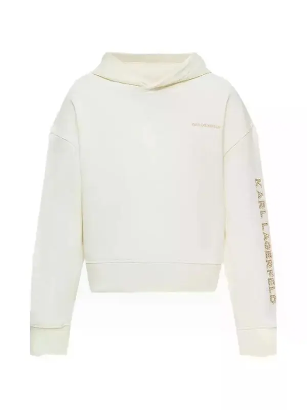 Karl Lagerfeld Embroidered Logo Hoodie - Neutrals