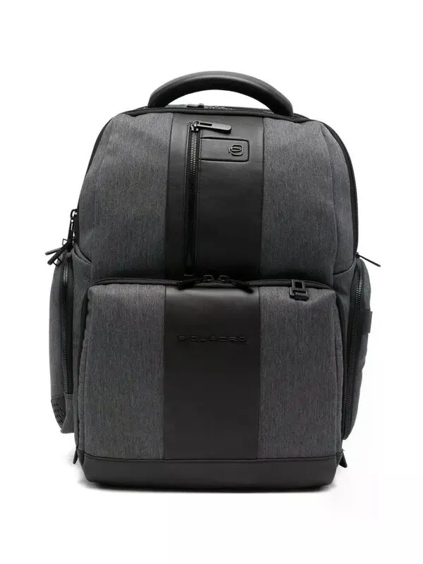 PIQUADRO Zip-up Leather Backpack - Grey