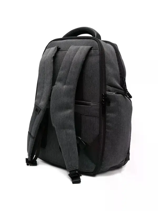 PIQUADRO Leather Panel Zip-up Backpack