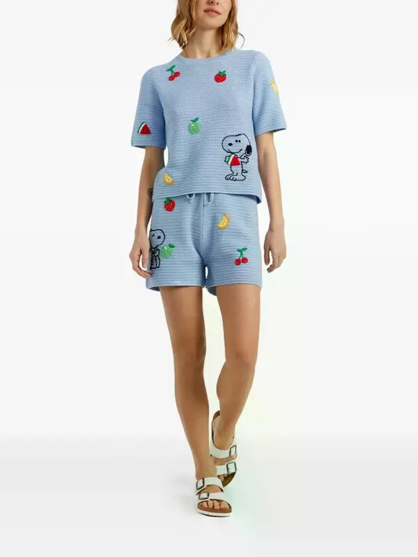 Chinti & Parker Snoopy Fruit Motif Crochet T-shirt - Blue