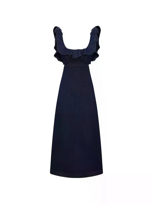 Zimmermann Aster Ruffled Denim Dress - Blue