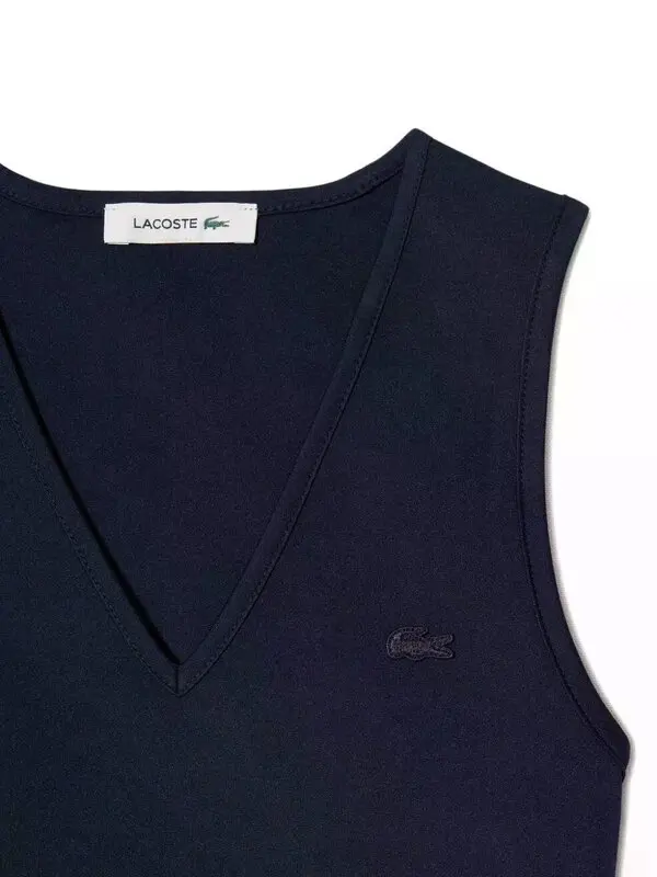 Lacoste Pleated V-neck Midi Dress - Blue