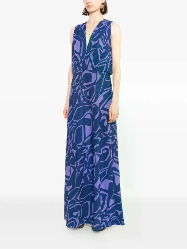 BLAKLACE V-neck Sleeveless Printed Maxi Dress