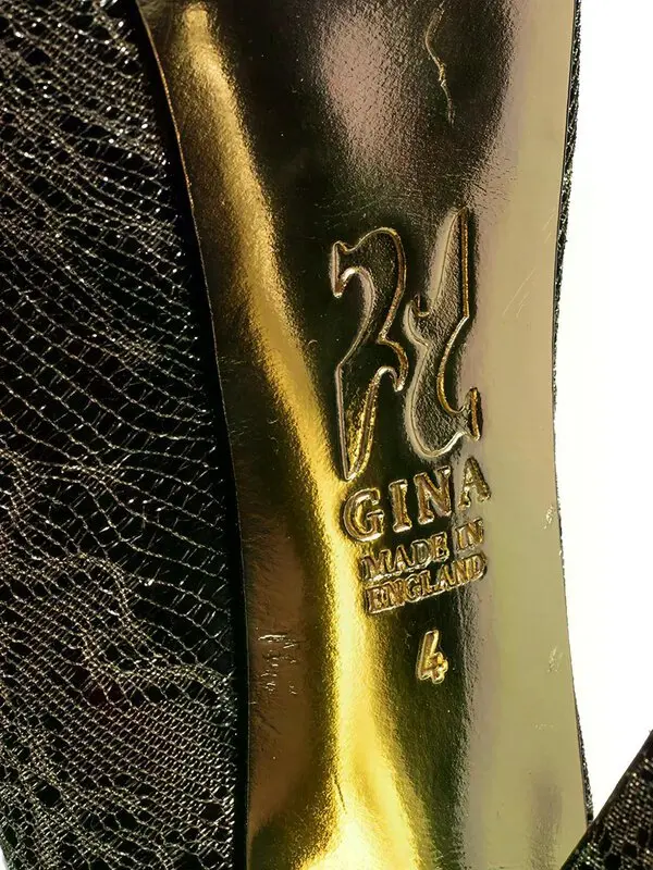 GINA Platform Slingback Sandals With Metallic Lace Overlay