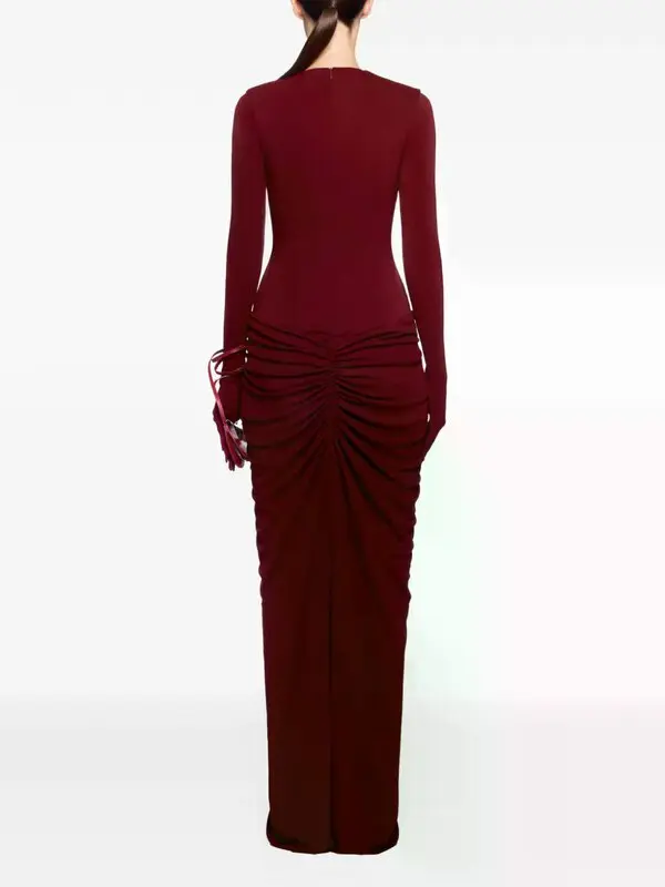 CHATS BY C.DAM Zayra Long-sleeve Draped Maxi Dress - Red