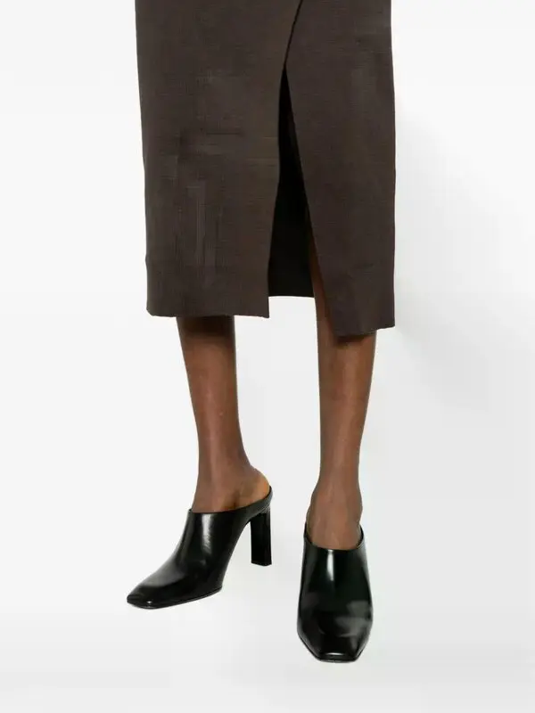 AROVESCIO Slit Front Midi Skirt - Brown