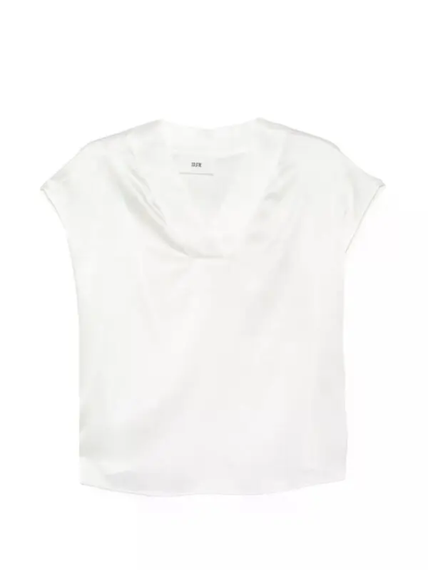 SOLOTRE V-neck Short Sleeve Blouse - Neutrals