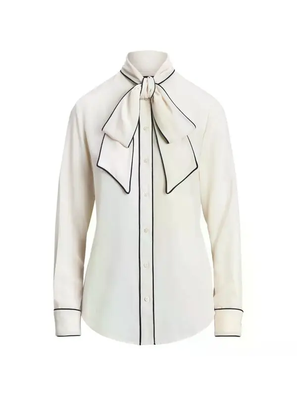 Ralph Lauren Tie-neck Blouse With Contrasting Trim
