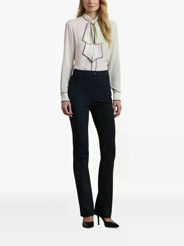 Ralph Lauren Tie-neck Blouse With Contrasting Trim
