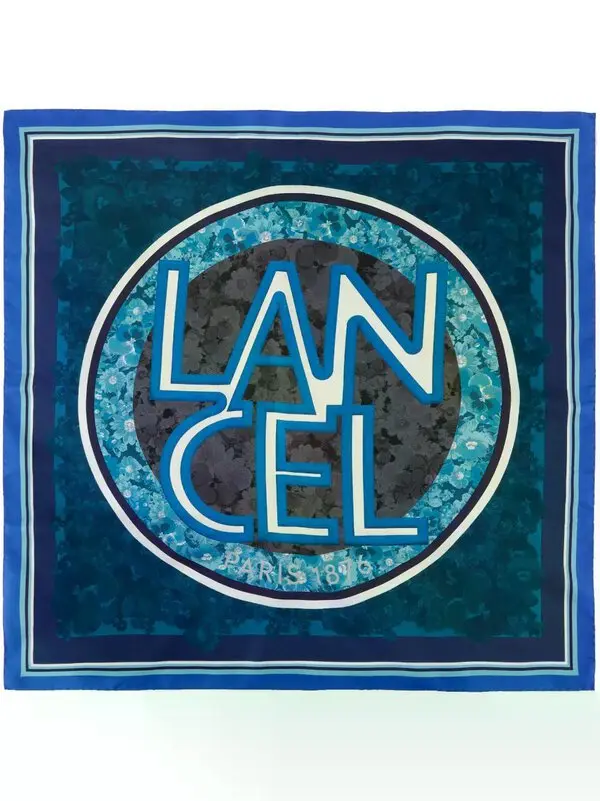 LANCEL Roxane Logo-print Silk Scarf - Blue