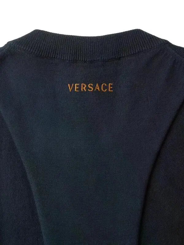 Versace Cotton Knit Tank Top With Embroidered Logo And Cutout Detailing