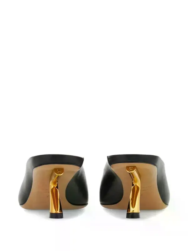 FERRAGAMO Sculptural Heel Mules - Black