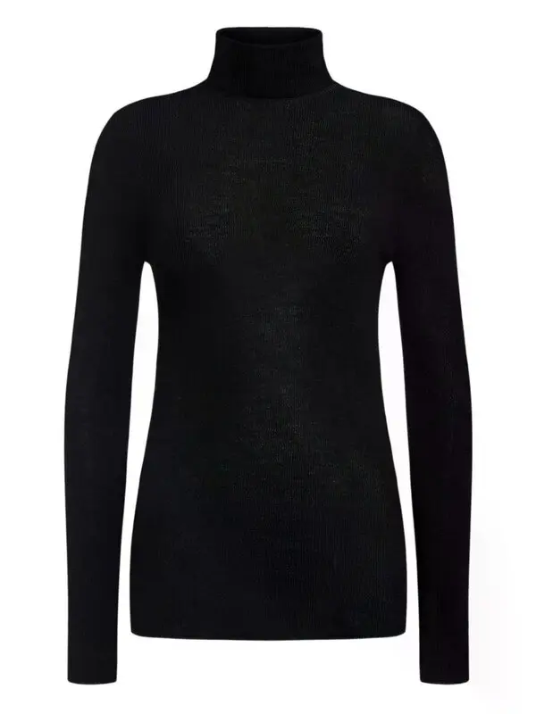 12 STOREEZ Long-sleeve Ribbed Turtleneck - Black