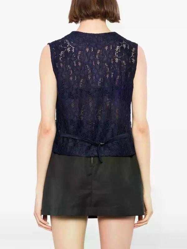 BLAKLACE Lace V-neck Vest - Blue