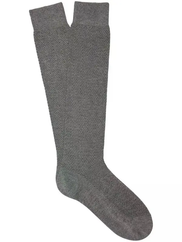 Zegna Chevron Knit Calf-length Socks