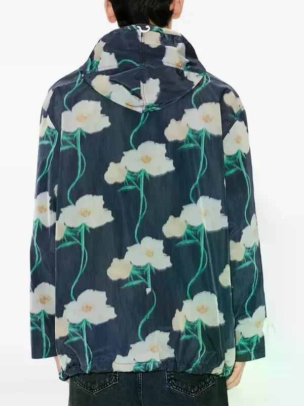 Kenzo Archive Rose Floral Print Hooded Parka