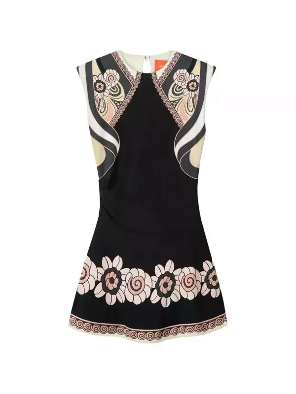 La DoubleJ Sleeveless Floral Print Mini Dress - Black