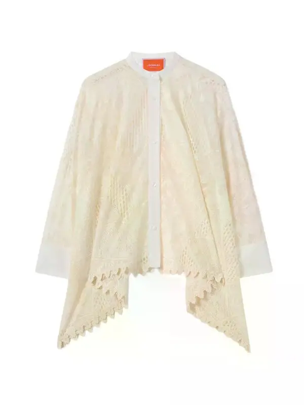 La DoubleJ Lace Collared Shirt - Neutrals