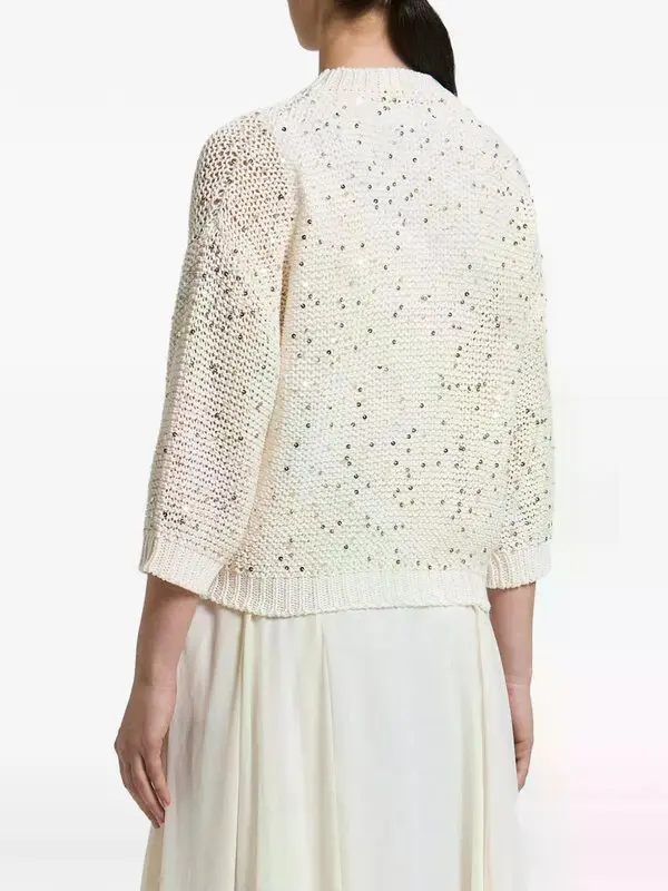 Peserico Sequin Embellished Open-knit Sweater