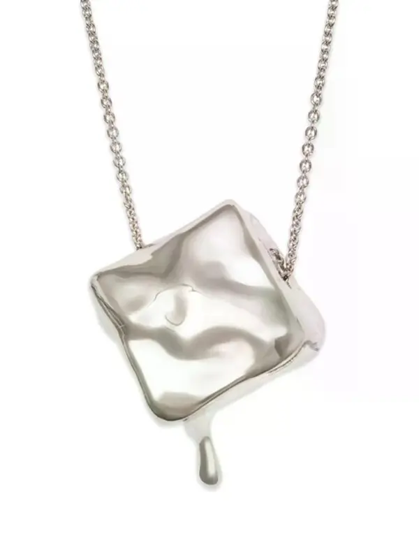 Rabanne Molten Cube Pendant Necklace - Silver