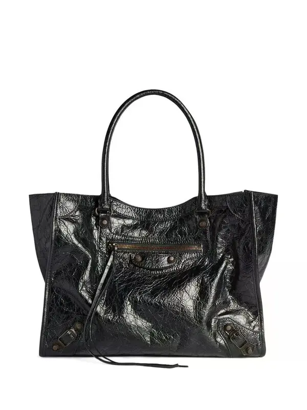 Balenciaga Small Le City Lambskin Tote Bag - Black