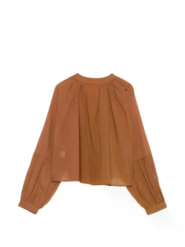 MERCI Gathered Buttoned Shirt - Brown