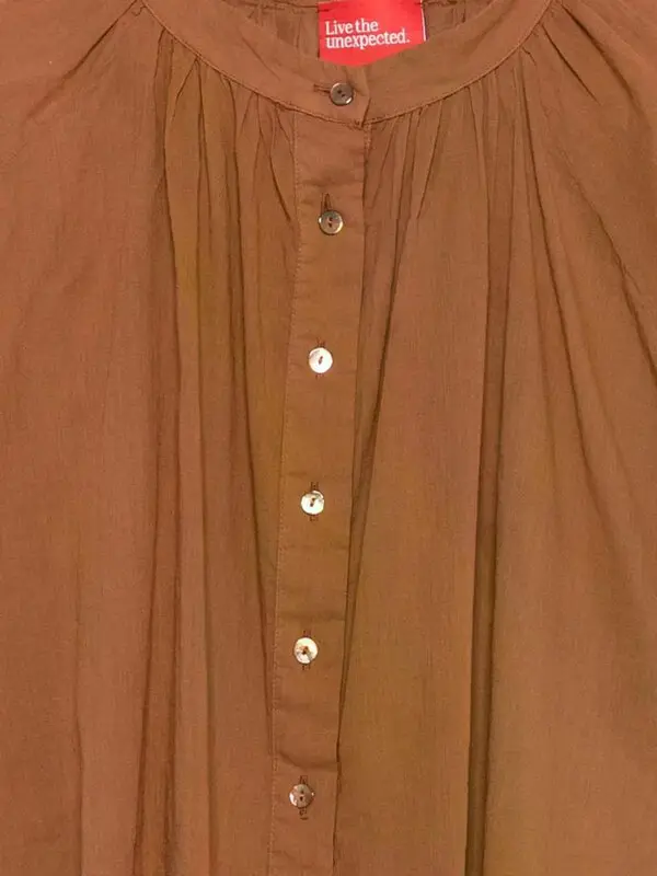 MERCI Gathered Buttoned Shirt - Brown