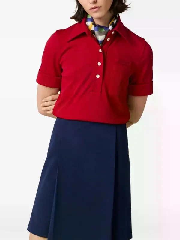 Miu Miu Embroidered Pointed Collar Top