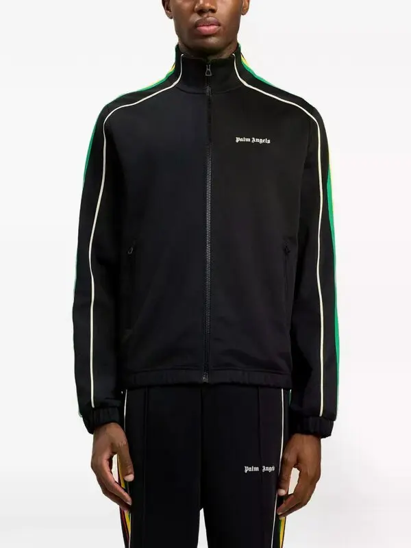 Palm Angels Logo Striped Track Jacket - Black